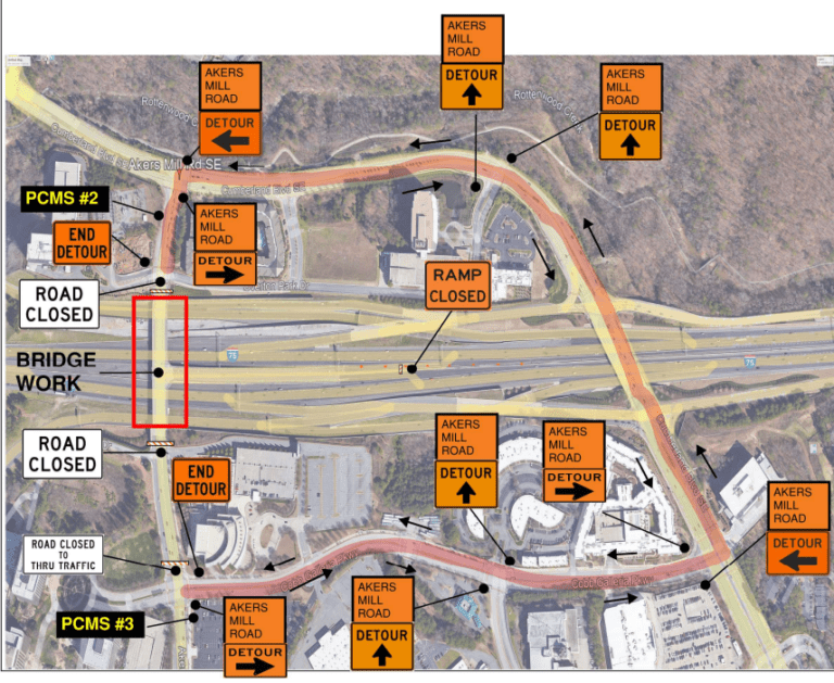 Georgia DOT announces overnight lane closures on I-75 at Akers Mill ...